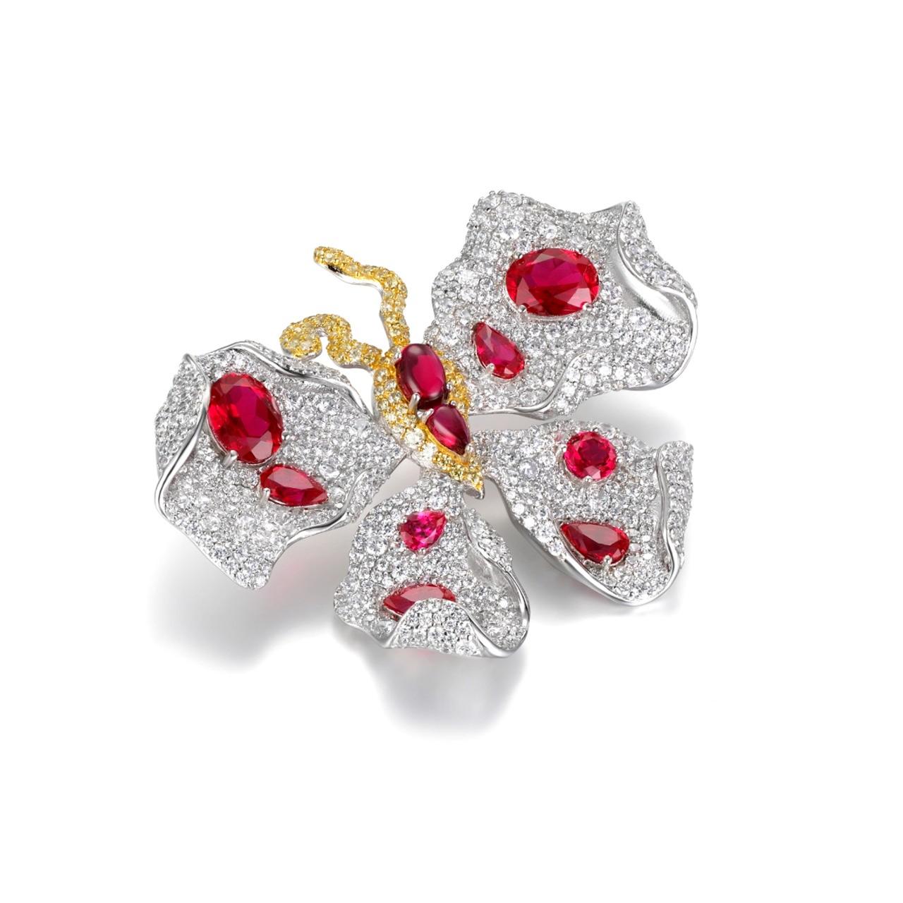 Lit by Larry - Pigeon Blood Ruby Butterfly Brooch | Powered by Givergy